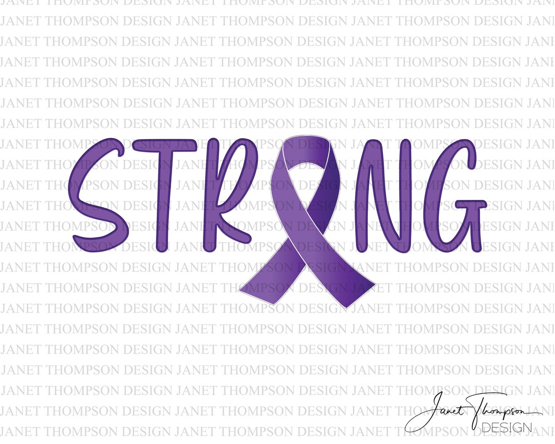 Purple Cancer Awareness Clipart: STRONG Ribbon Design (digital Download ...