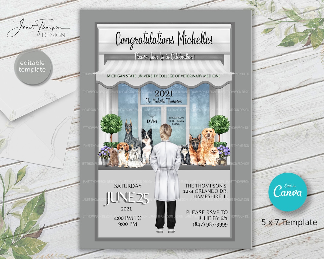 DVM Graduation Invitation, Veterinary School College Graduation, 2021 ...