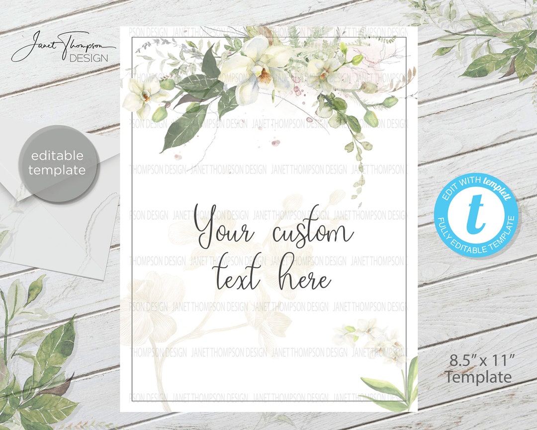 Floral DIY Sign Template: Custom Party Invitation (digital Download) - Etsy