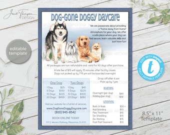Pet Grooming Menu Dog Grooming Menu Grooming Menu Template - Etsy