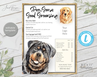 Dog Groomers Service Menu Pet Grooming Cat Groomer Service | Etsy