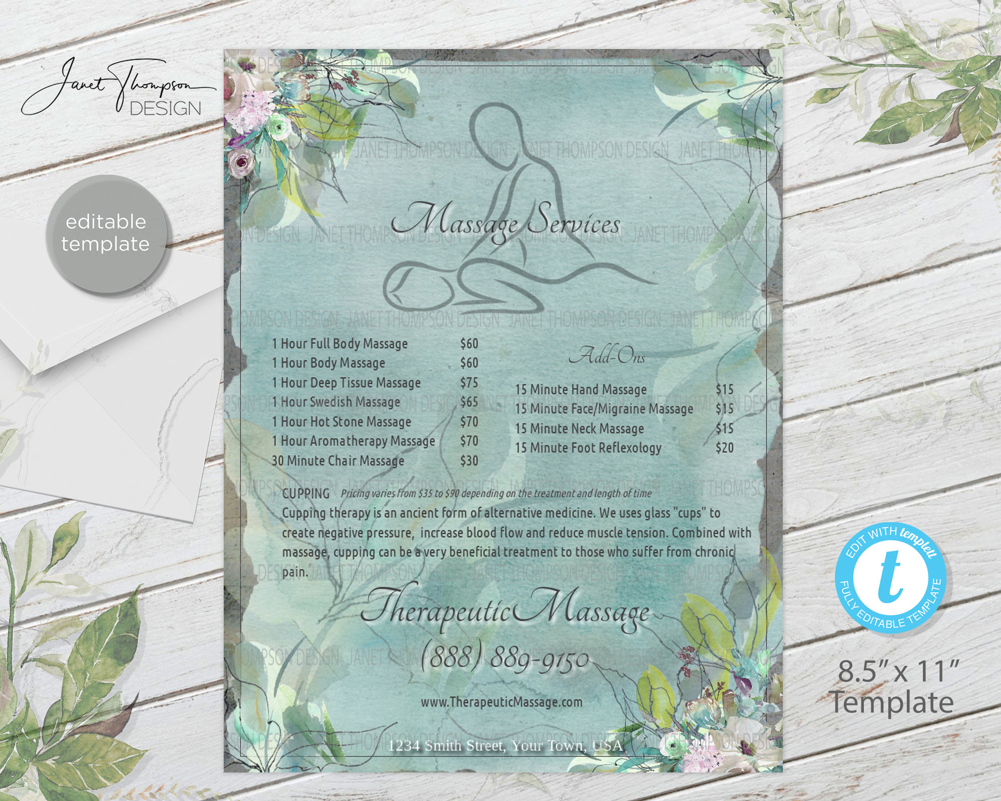 Massage Service Menu, Salon Menu, Custom Menu, DIY Services Price List ...