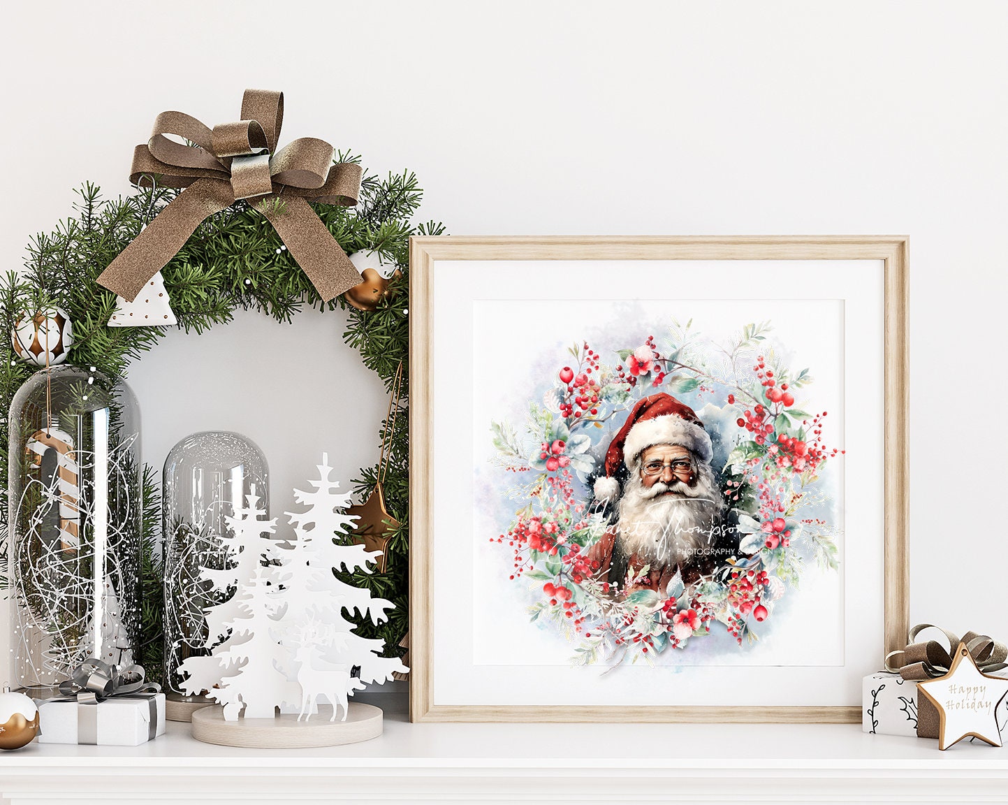 Santa Claus Scenery Clipart, St. Nick Christmas Clipart, Christmas ...