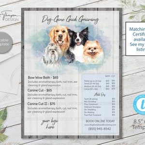 Dog Groomers Service Menu, Pet Grooming, Groomer Service List, Dog Spa ...