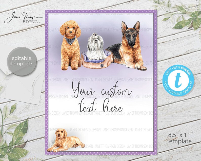 Custom Dog Sign, 8.5 X 11, Doggy Daycare, Dog Groomer, Veterinary ...