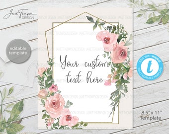 DIY Custom Sign, 8.5 X 11 Sign, Retail Sale, Baby Shower, Bridal ...