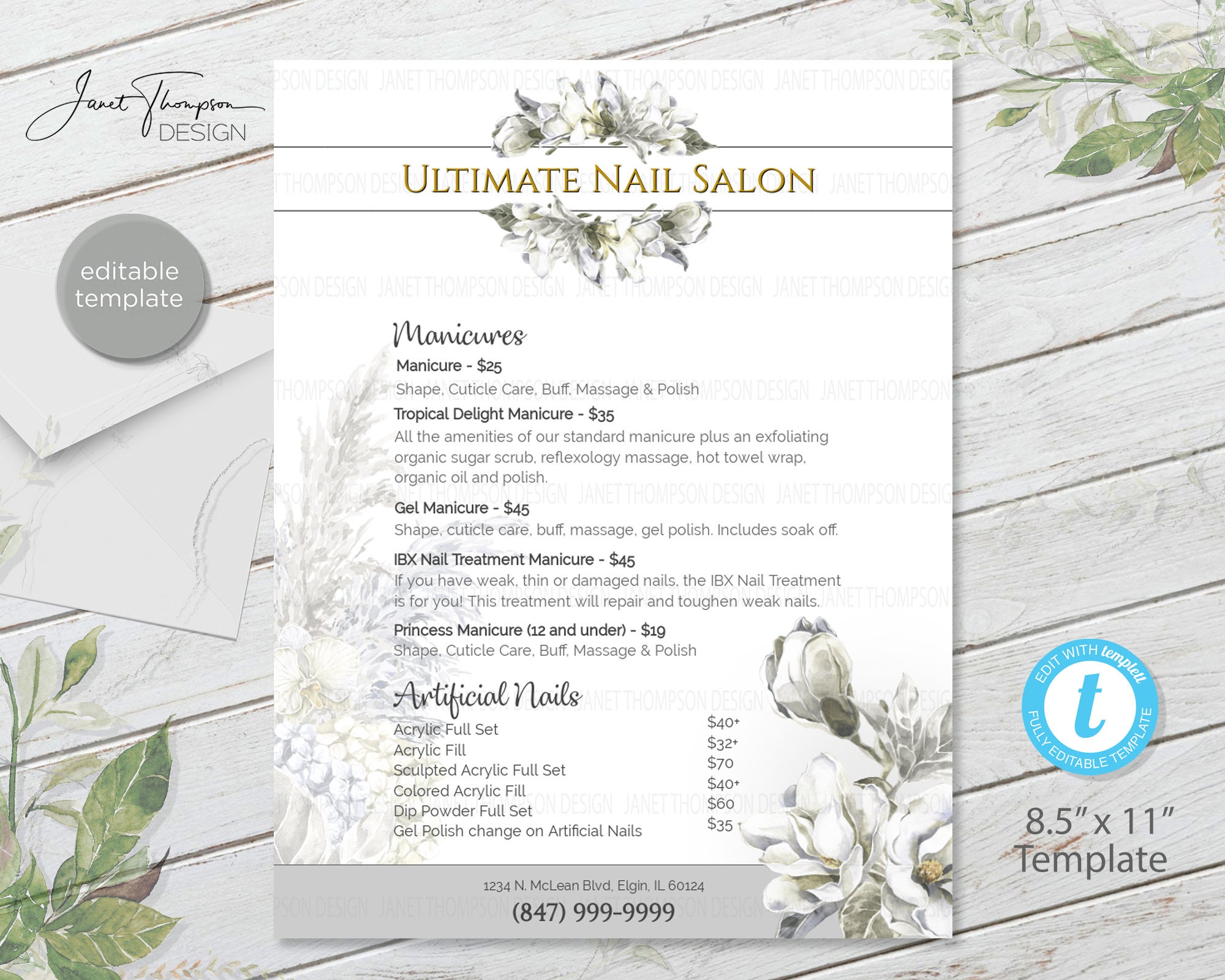 Nail Salon Menu, Salon Menu, Custom Menu, Services Price List, Nail Spa ...