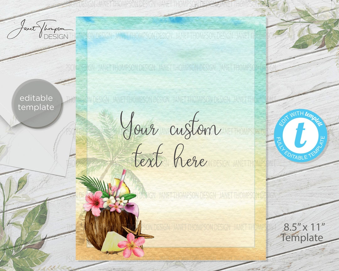 Tropical Custom Sign: Coconut Palm Tree Design (digital Download) - Etsy