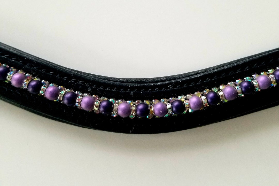 Fancy Wave Show Browband With Light and Dark Purple Beads and AB ...