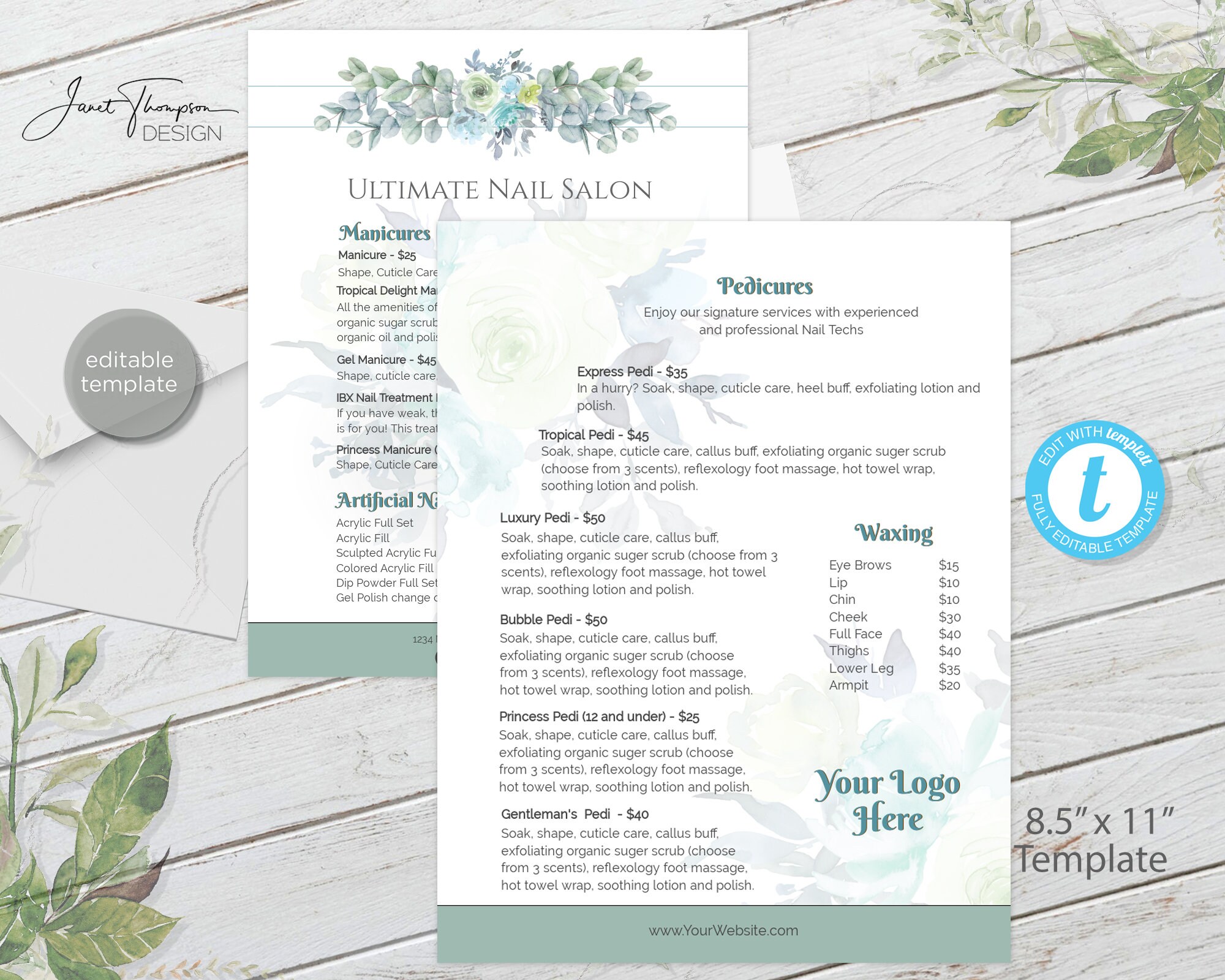 Nail Salon Menu, Salon Menu, Custom Menu, Services Price List, Nail Spa ...