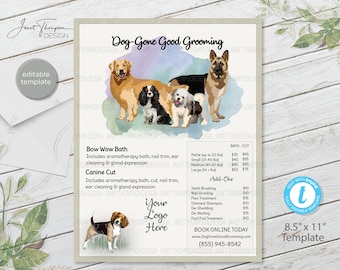 Dog Groomers Service Menu Pet Grooming Cat Groomer Service | Etsy
