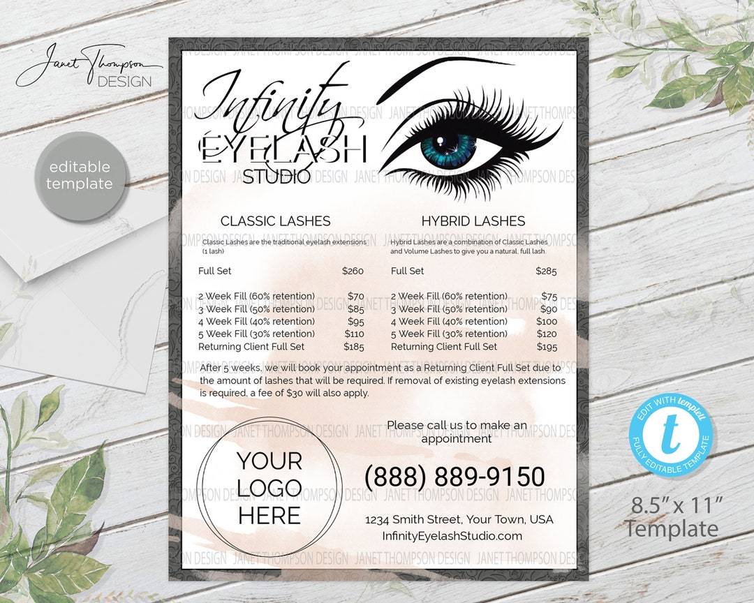 Eyelash Service Menu, Eyelash Extension Menu, Eyelash Extension Price ...