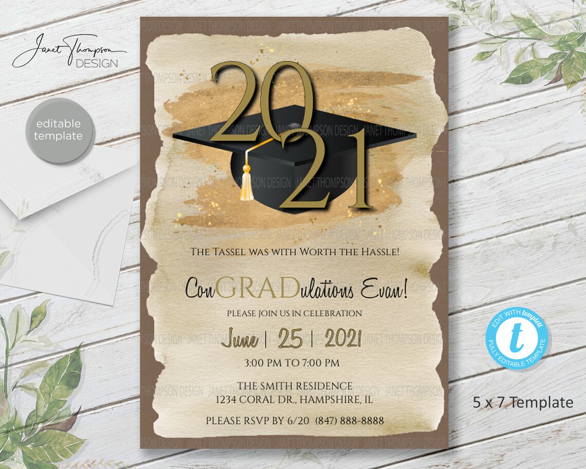 Graduation Invitation Graduation Party Invitation Editable | Etsy