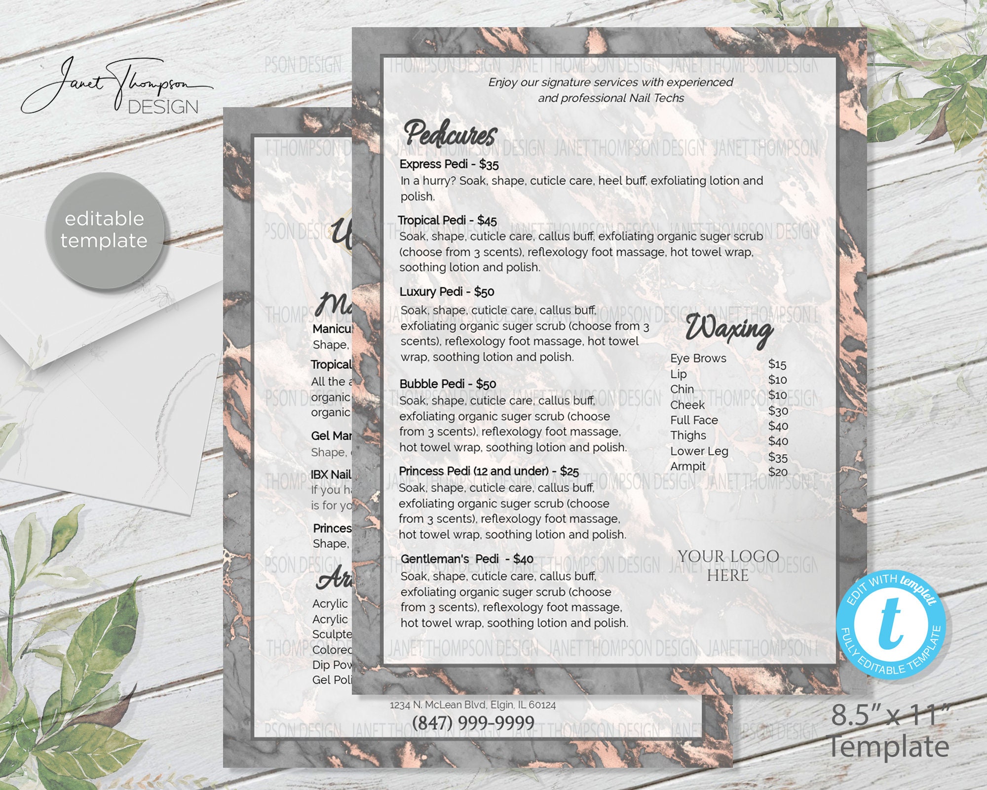 Nail Salon Menu, Salon Menu, Custom Menu, Services Price List, Nail Spa ...