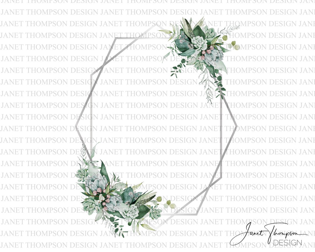 Succulent Floral Frame, Geometric Silver Succulent Frame, Silver Frame ...