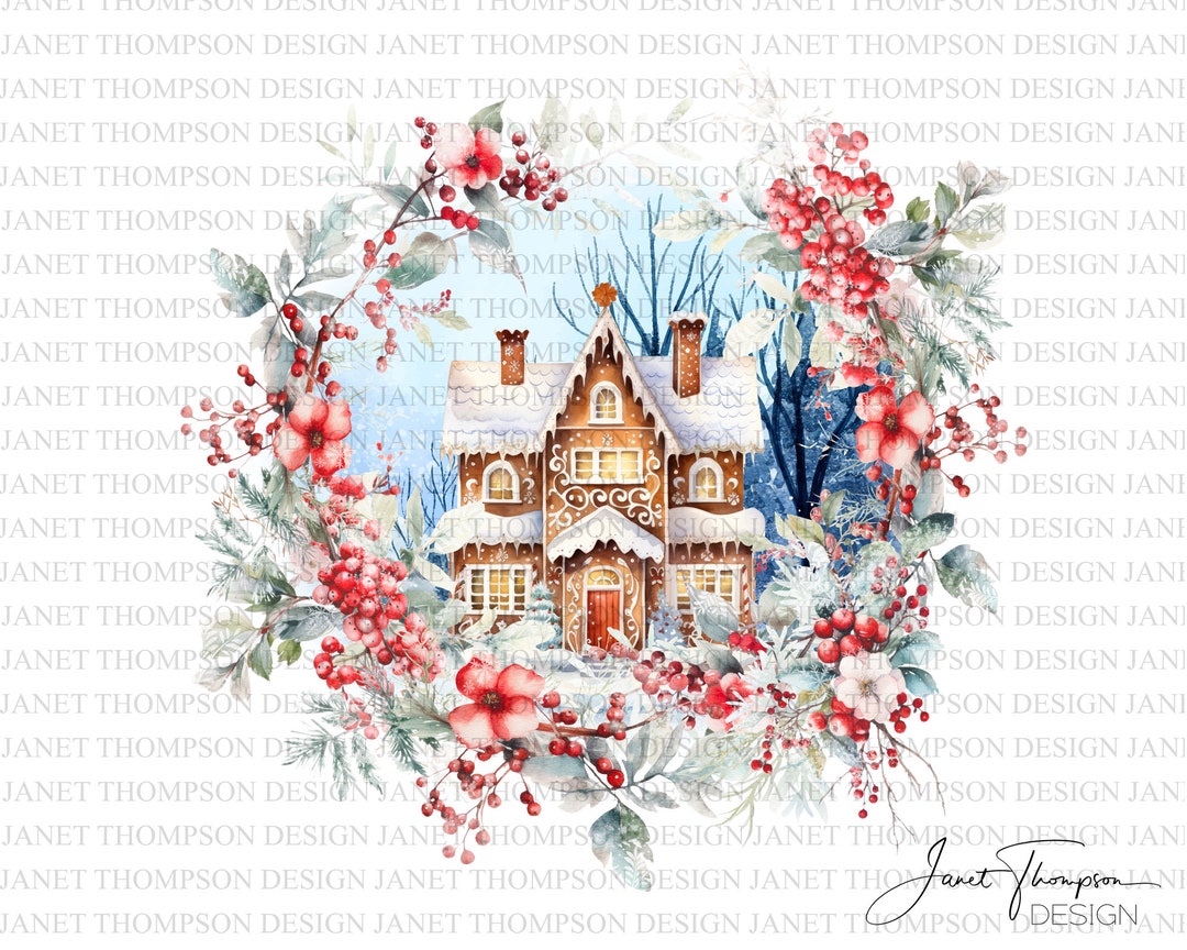 Gingerbread Winter Scene, Christmas Clipart, Sublimation Design, PNG ...