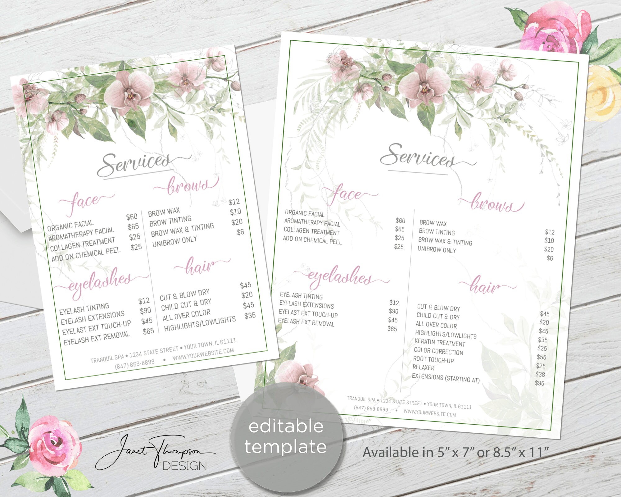 Spa Menu, Salon Menu, Custom Menu, DIY Services Price List, Nail Spa ...