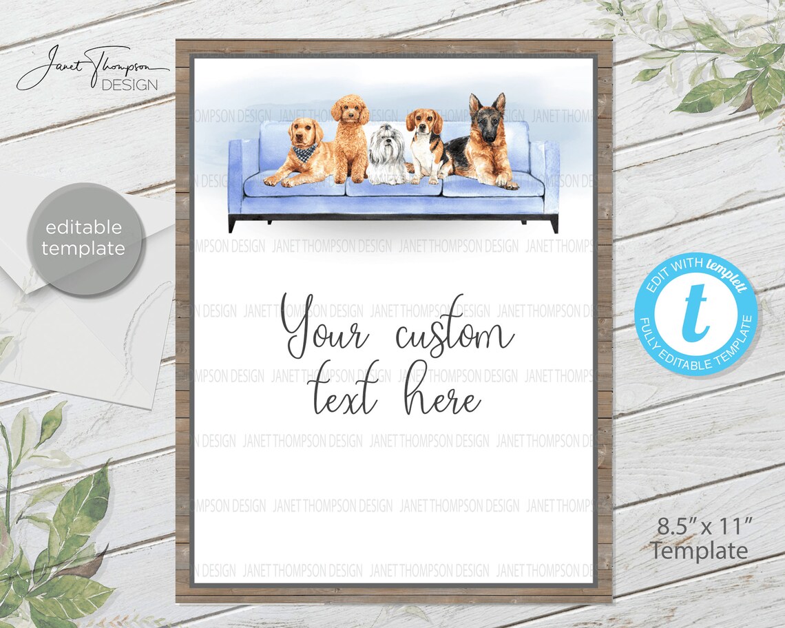 Custom Dog Sign, 8.5 X 11, Doggy Daycare, Dog Groomer, Veterinary ...