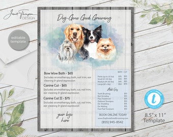 Pet Grooming Menu Dog Grooming Menu Grooming Menu Template - Etsy