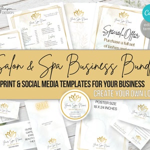 Salon & Spa Business Bundle, Branding Kit, Social Media Templates, Hair ...