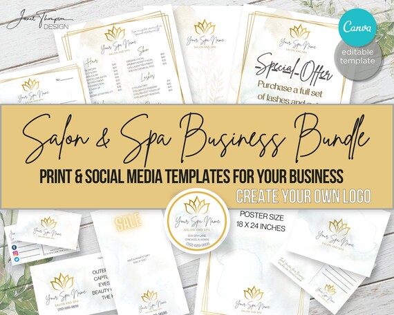 Salon & Spa Business Bundle Branding Kit Social Media - Etsy