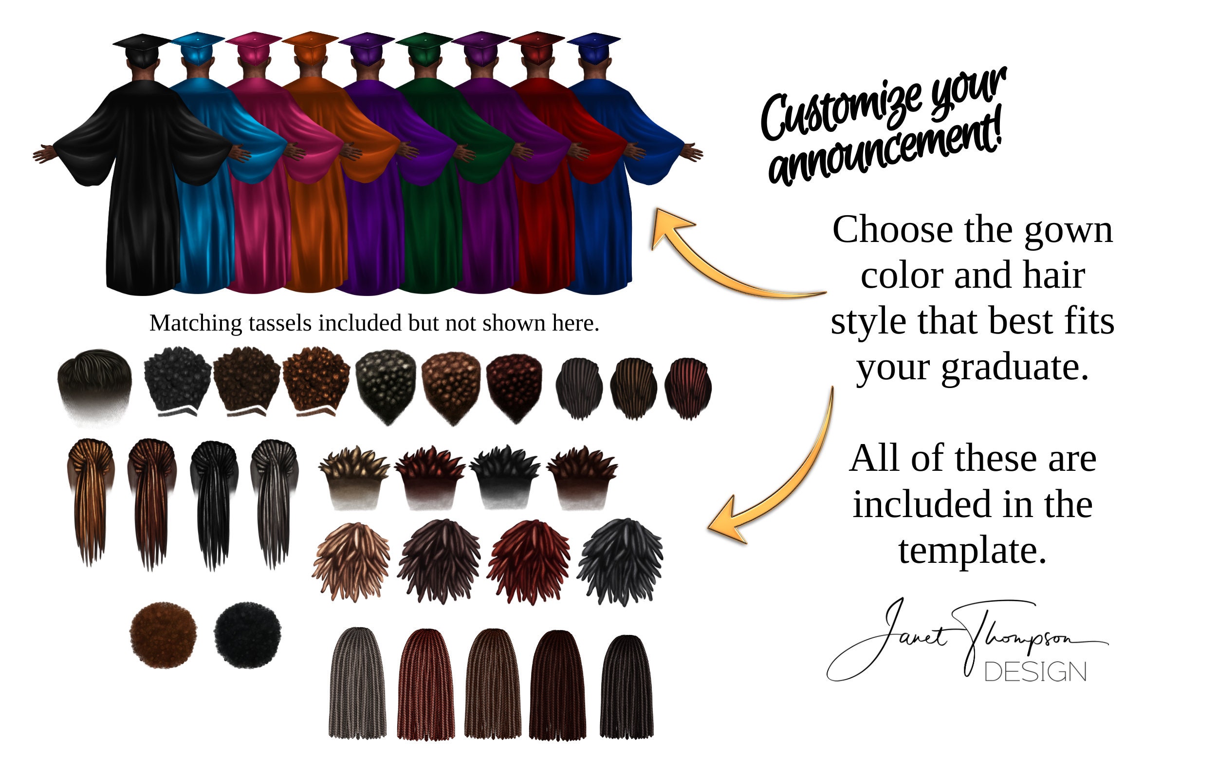 2024 African American Male Graduation Invitation: Editable Template ...