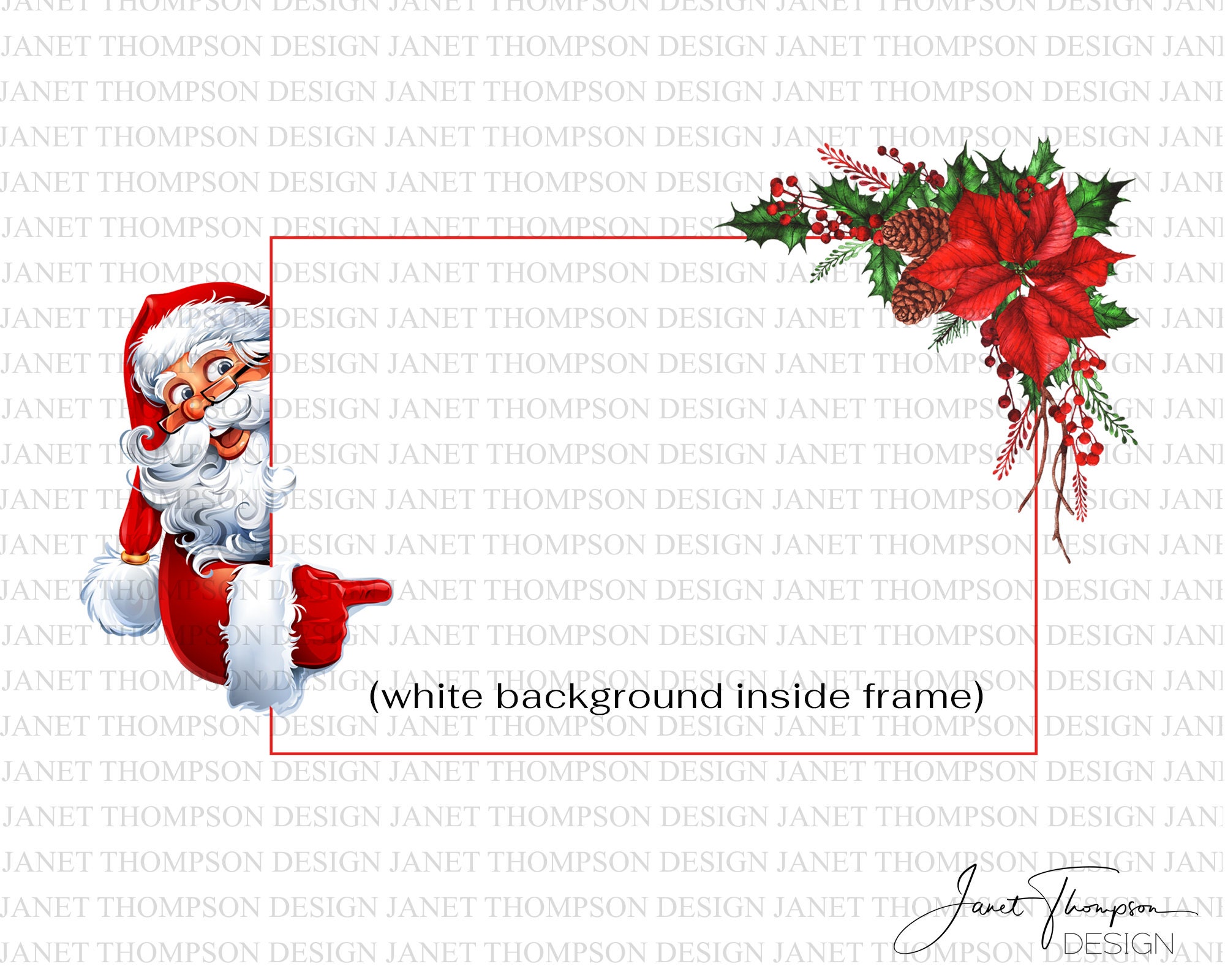 Santa Frame, Christmas Card Frame, Holiday Clipart, Santa Clipart ...