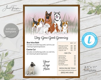 Pet Grooming Menu Dog Grooming Menu Grooming Menu Template - Etsy