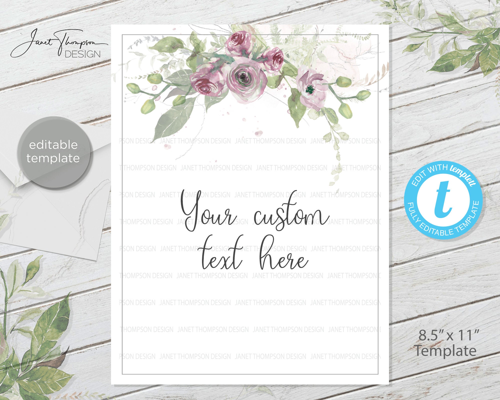 DIY Custom Sign, 8.5 X 11 Sign, Retail Sale, Baby Shower, Bridal ...