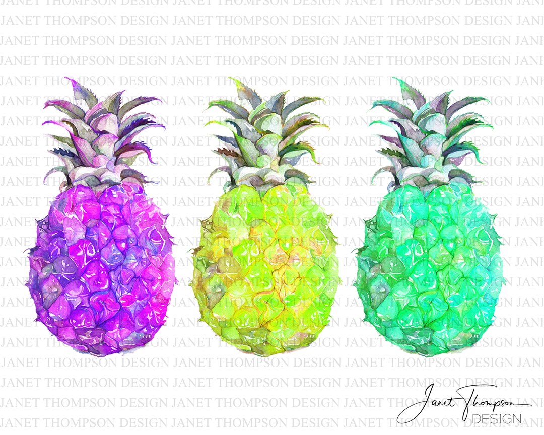 Neon Pineapples Clipart PNG, Pineapple Clipart, Neon Tropical ...