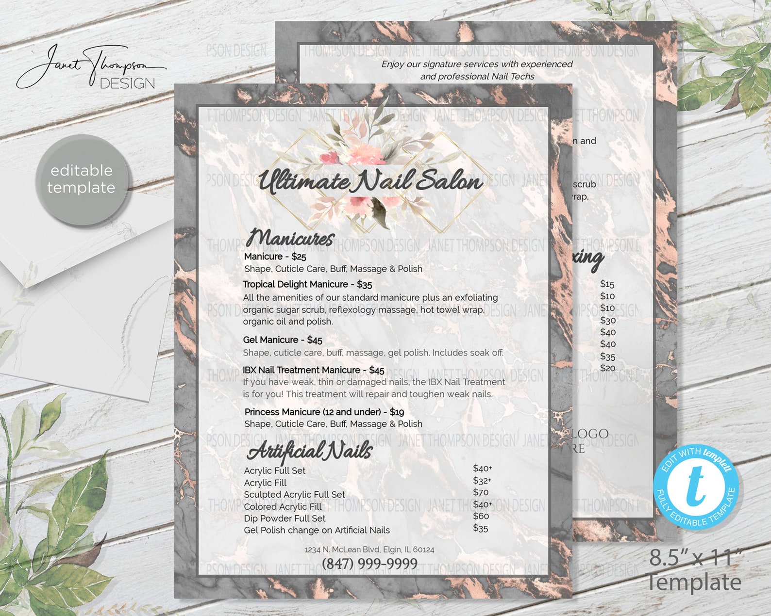 Nail Salon Menu, Salon Menu, Custom Menu, Services Price List, Nail Spa ...