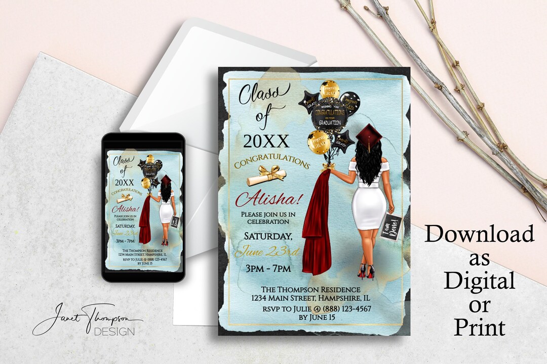 2024 Graduation Party Invitation Print or Digital Download, Graduation ...