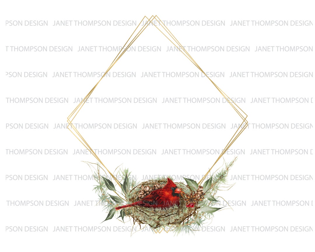 Red Cardinal Floral Diamond Frame, Diamond Shaped Frame With Cardinal ...