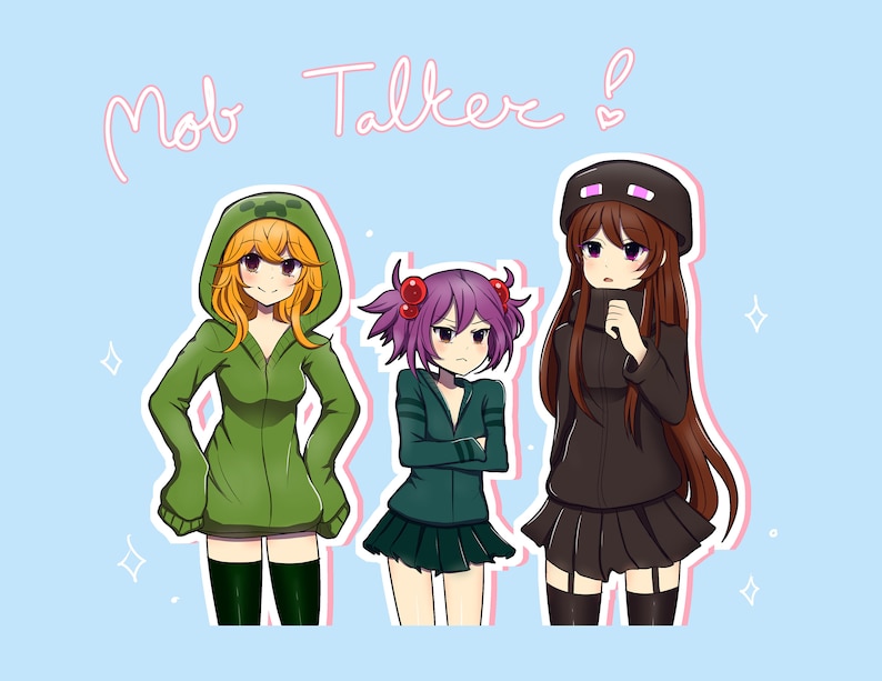 Minecraft Anime Girls Sticker Mob Talker Stickers - Etsy