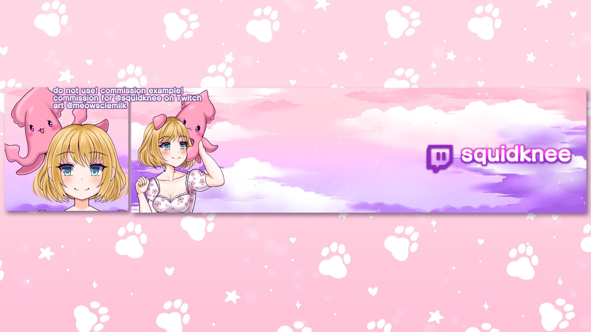 CUTE Custom Banner for your Twitch Youtube Twitter Etc | Etsy
