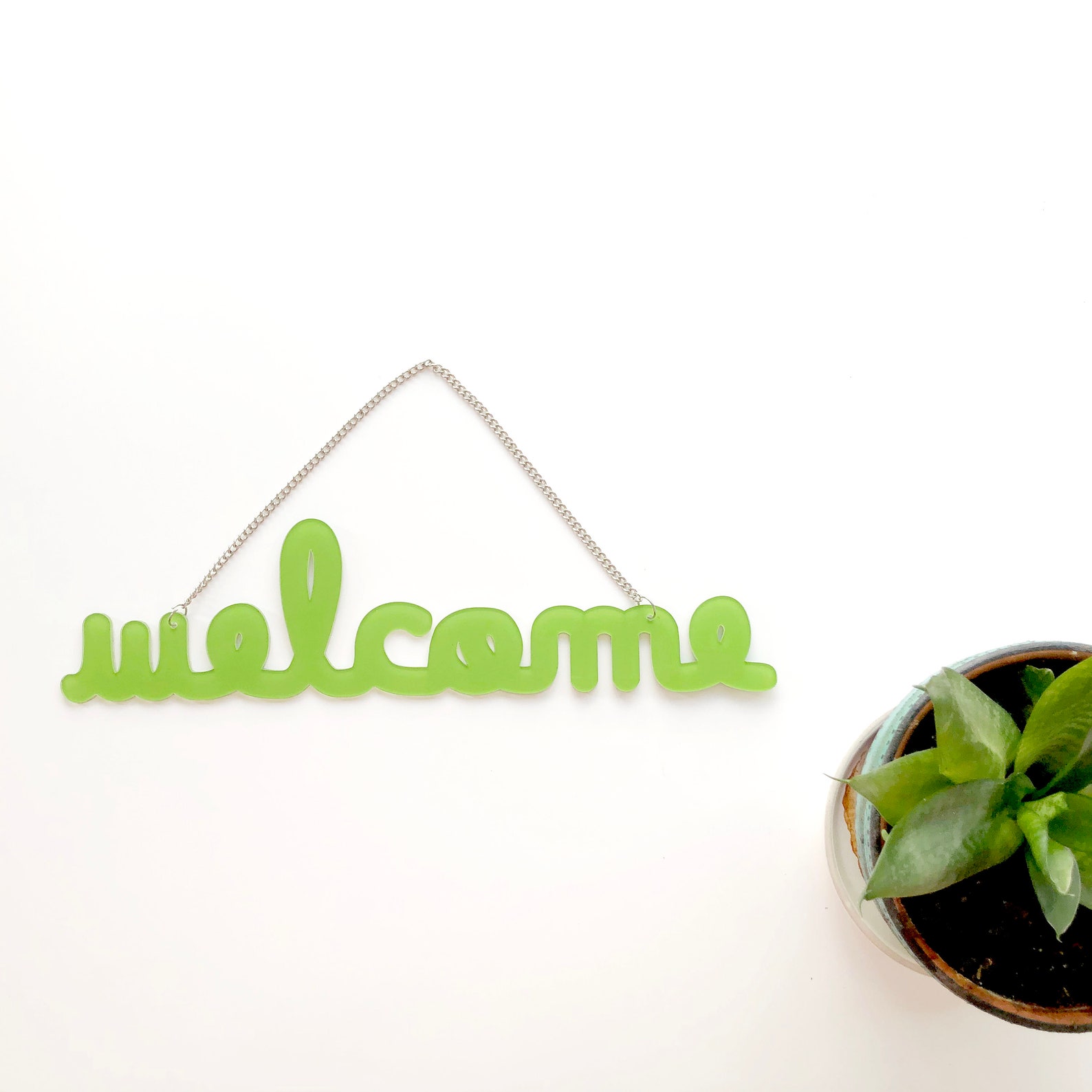 Wall Deco WELCOME, Wall Letters, GREEN Wall Letters, PINK Wall Decor ...