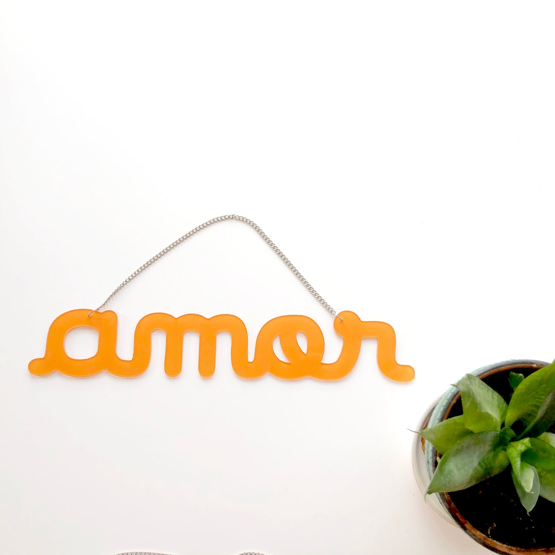 Wall Deco AMOR, Wall Letters, Yellow Decor Letters, Orange Wall Decor ...