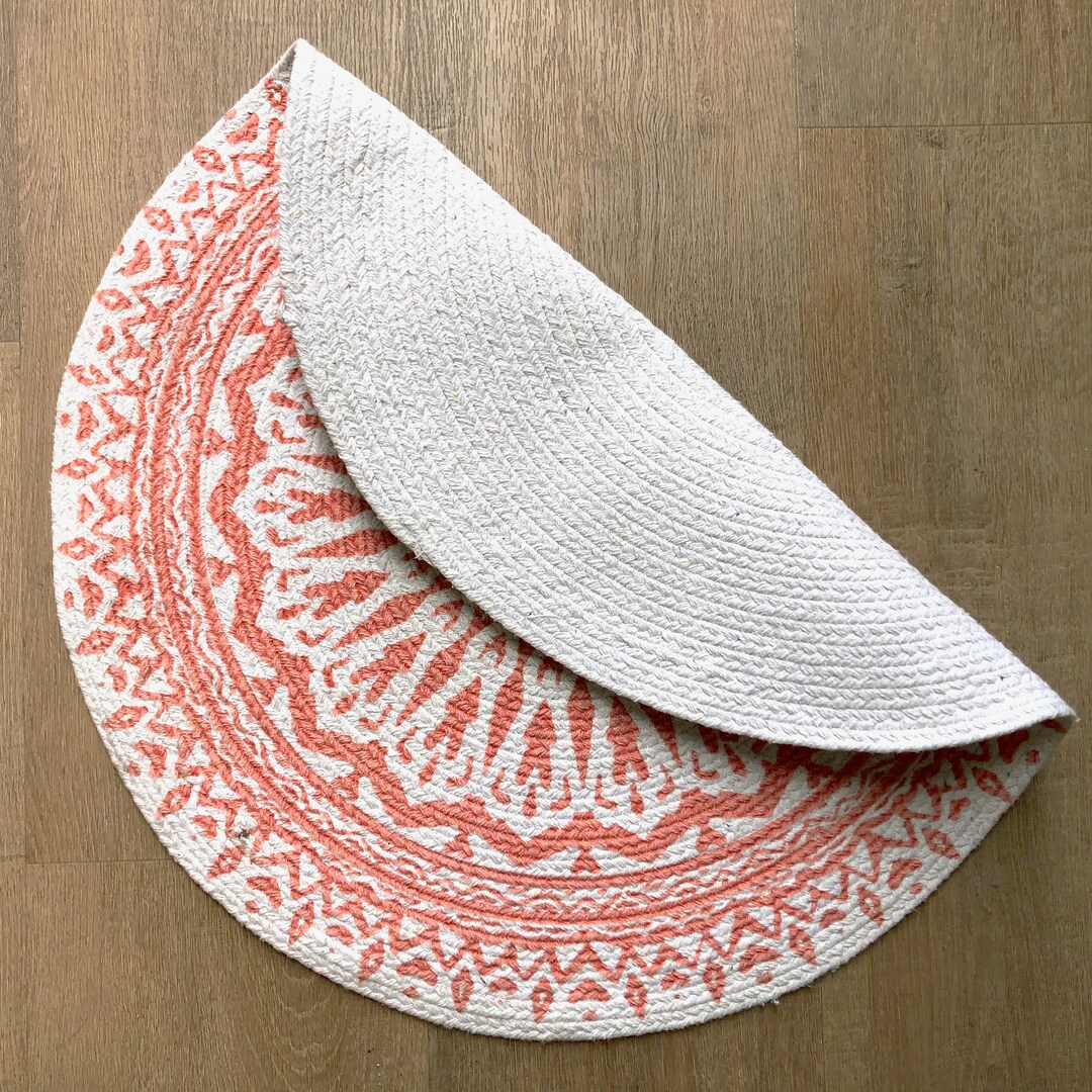 Braided Round Mat, Boho Red Mat, Round Rug, Small Mat, Mandala Mat ...