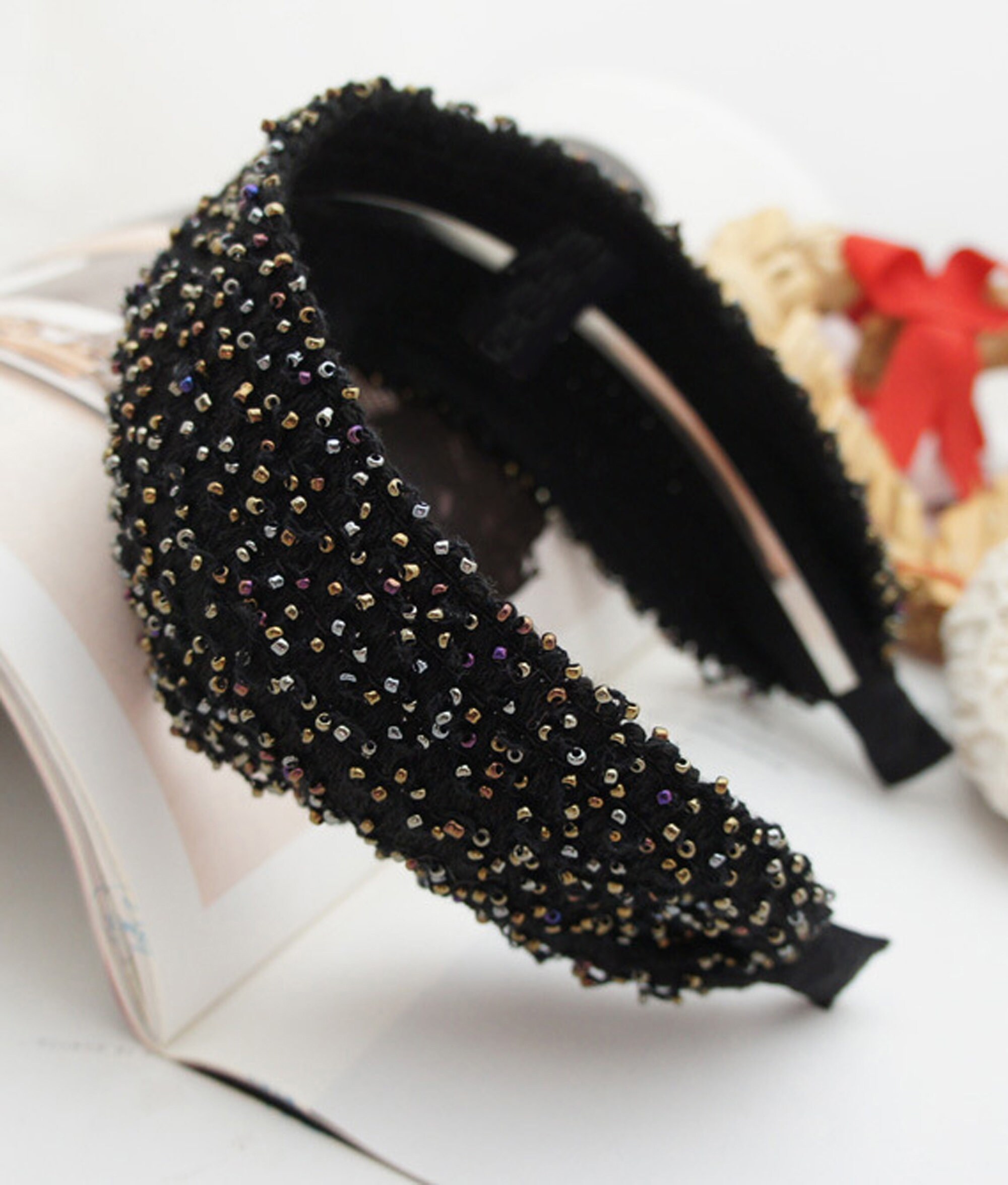 Colored Bead Headbandfabric Headbandheadbands for - Etsy