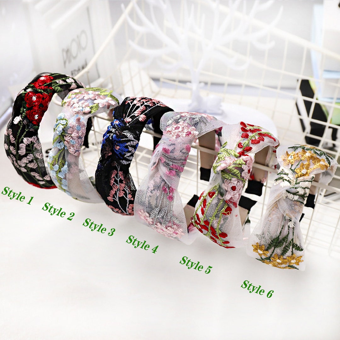 Mesh Gauze Print Knotted Headband,embroidery Headband,original Headband ...