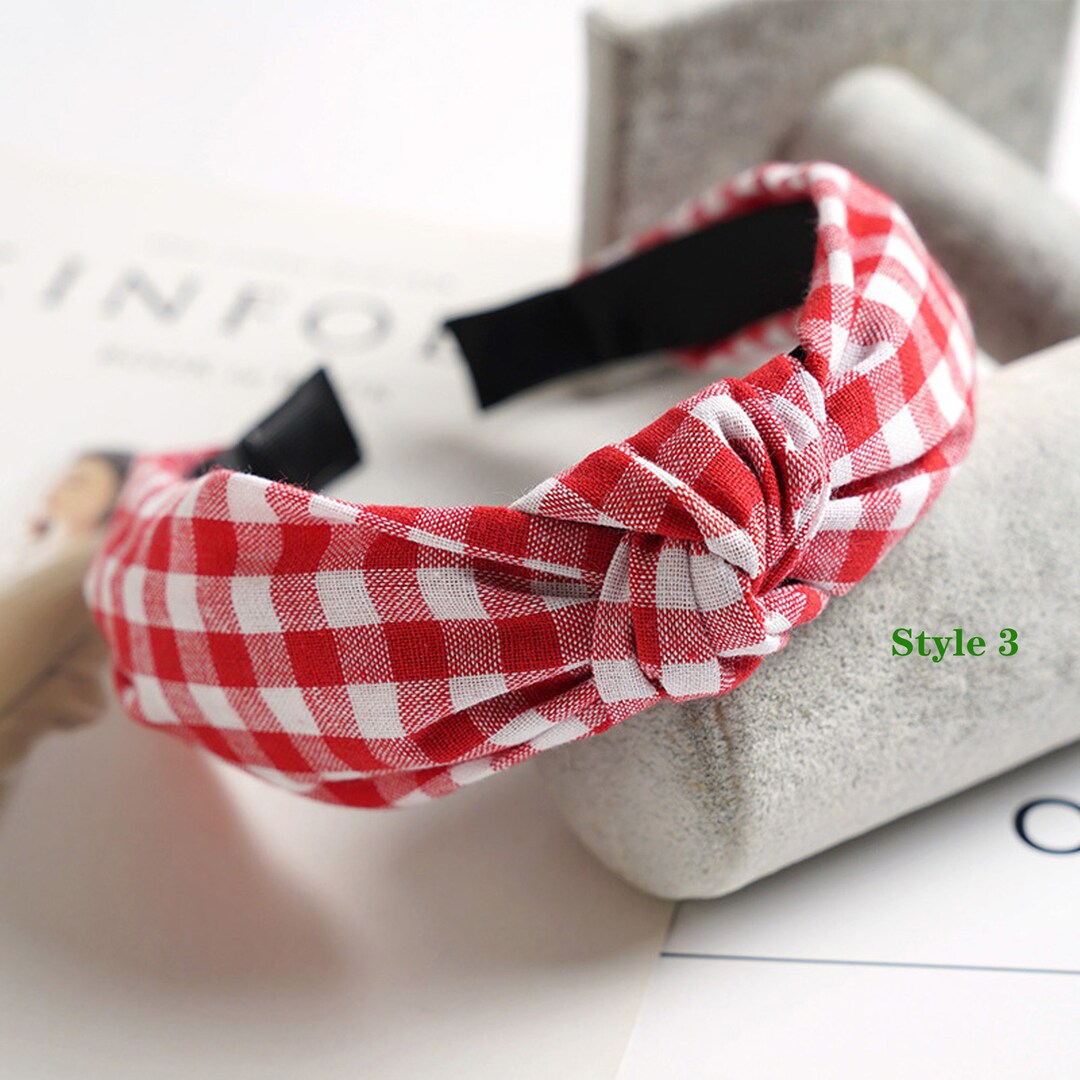 Various Colors Gingham Knotted Headband,wide Headband,,stylish Fashion ...