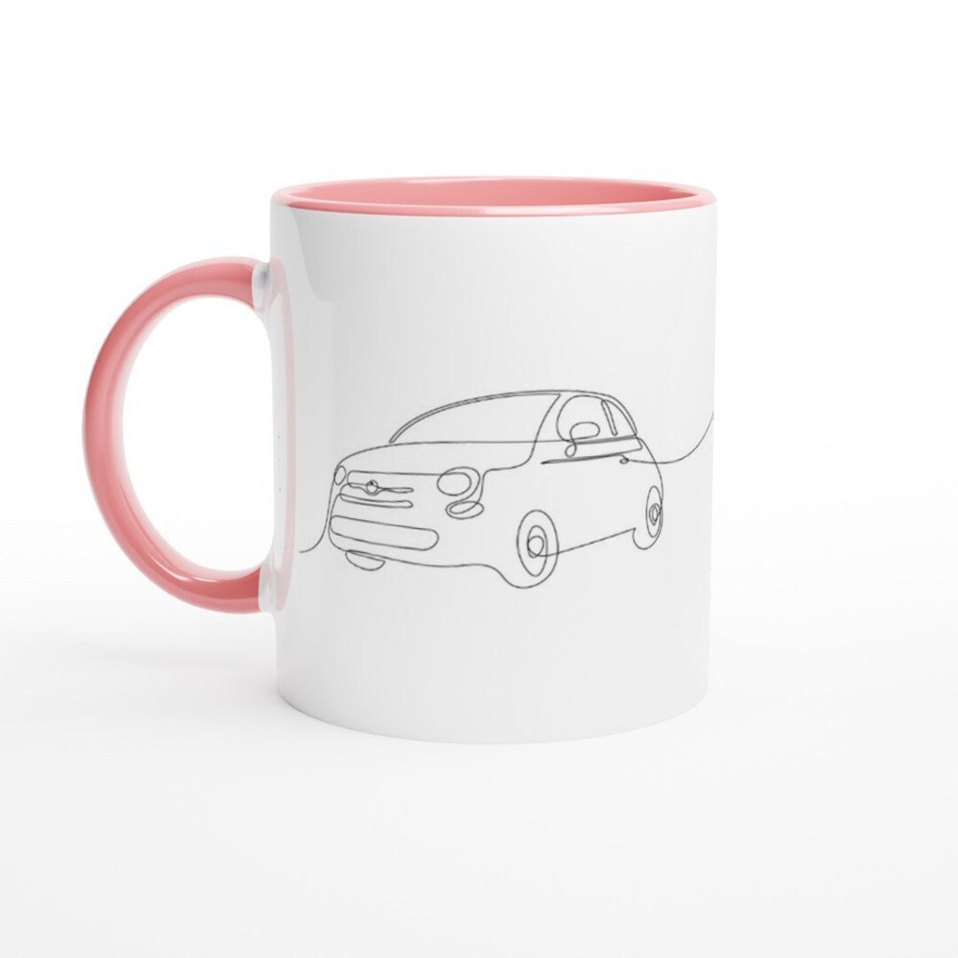 Fiat 500 Continuous Line Illustration Mug Great for Fiat and Abarth ...