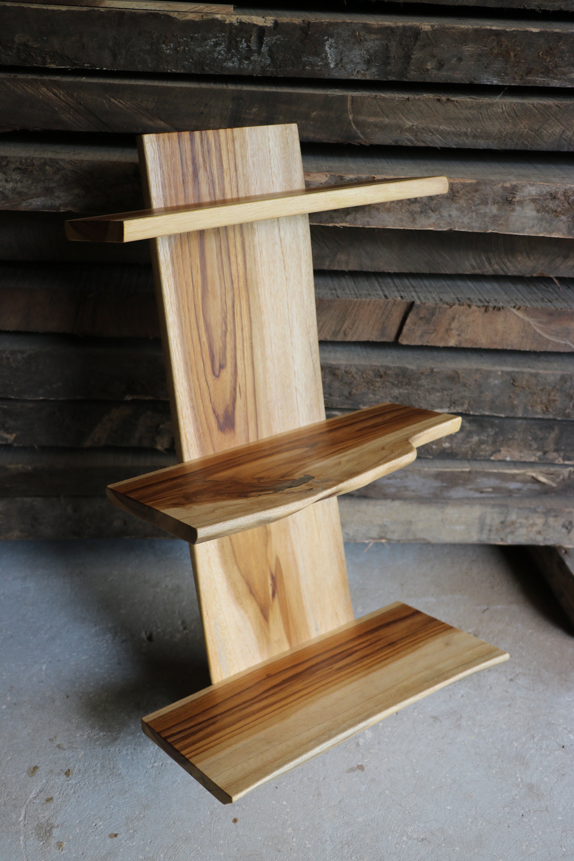 Teak Shelf Unit Solid Live Edge Wood Wall Mount | Etsy