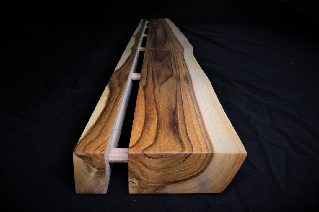 Live Edge Teak Floating Shelf: Solid Wood With Custom Bracket - Etsy