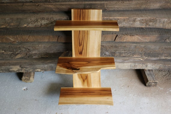 Teak Shelf Unit Solid Live Edge Wood Wall Mount | Etsy