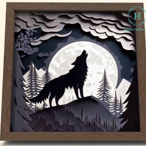 Wolf Shadow Box - Etsy