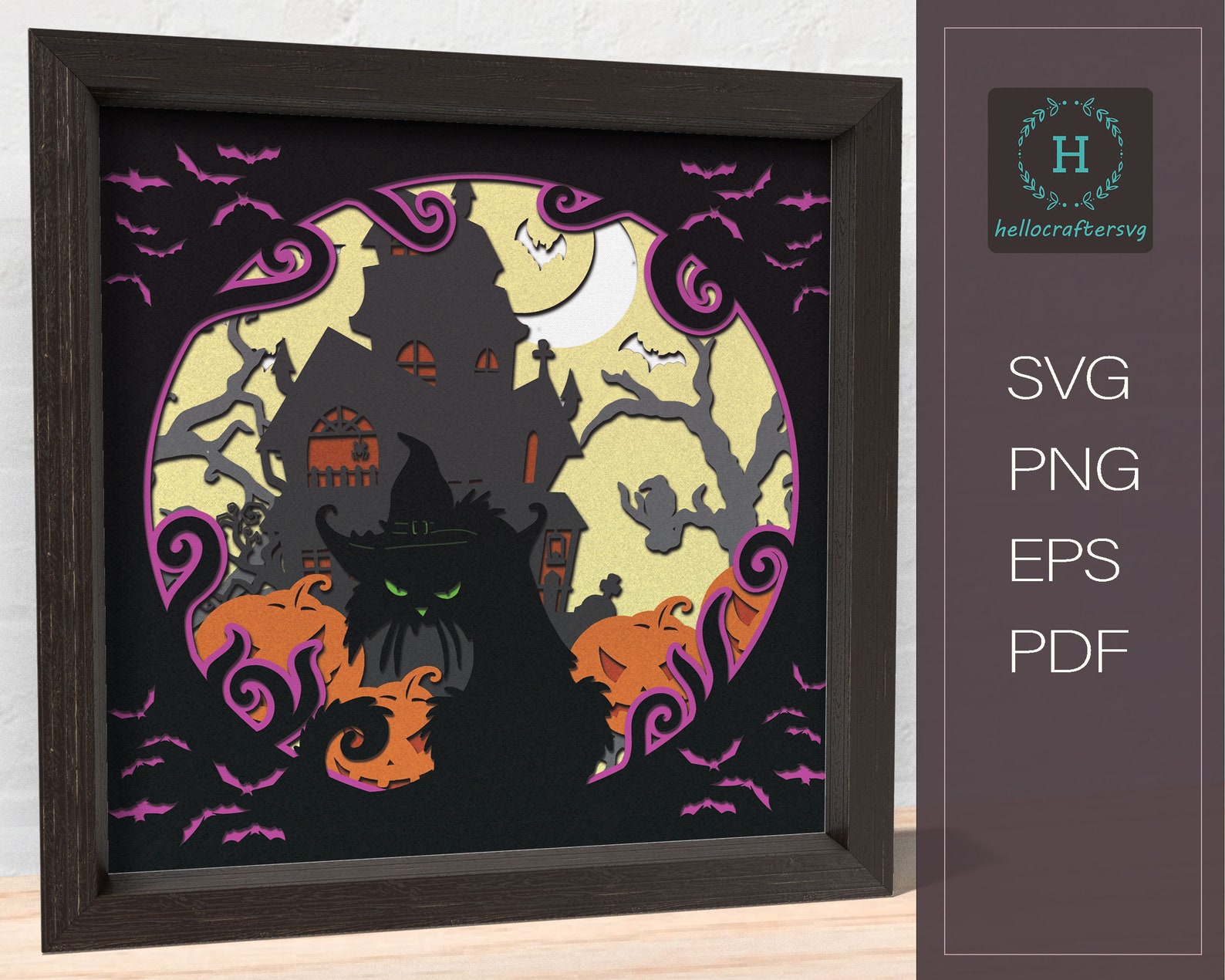 3D HAUNTED CAT SVG Halloween Shadow Box Svg Cricut Files - Etsy