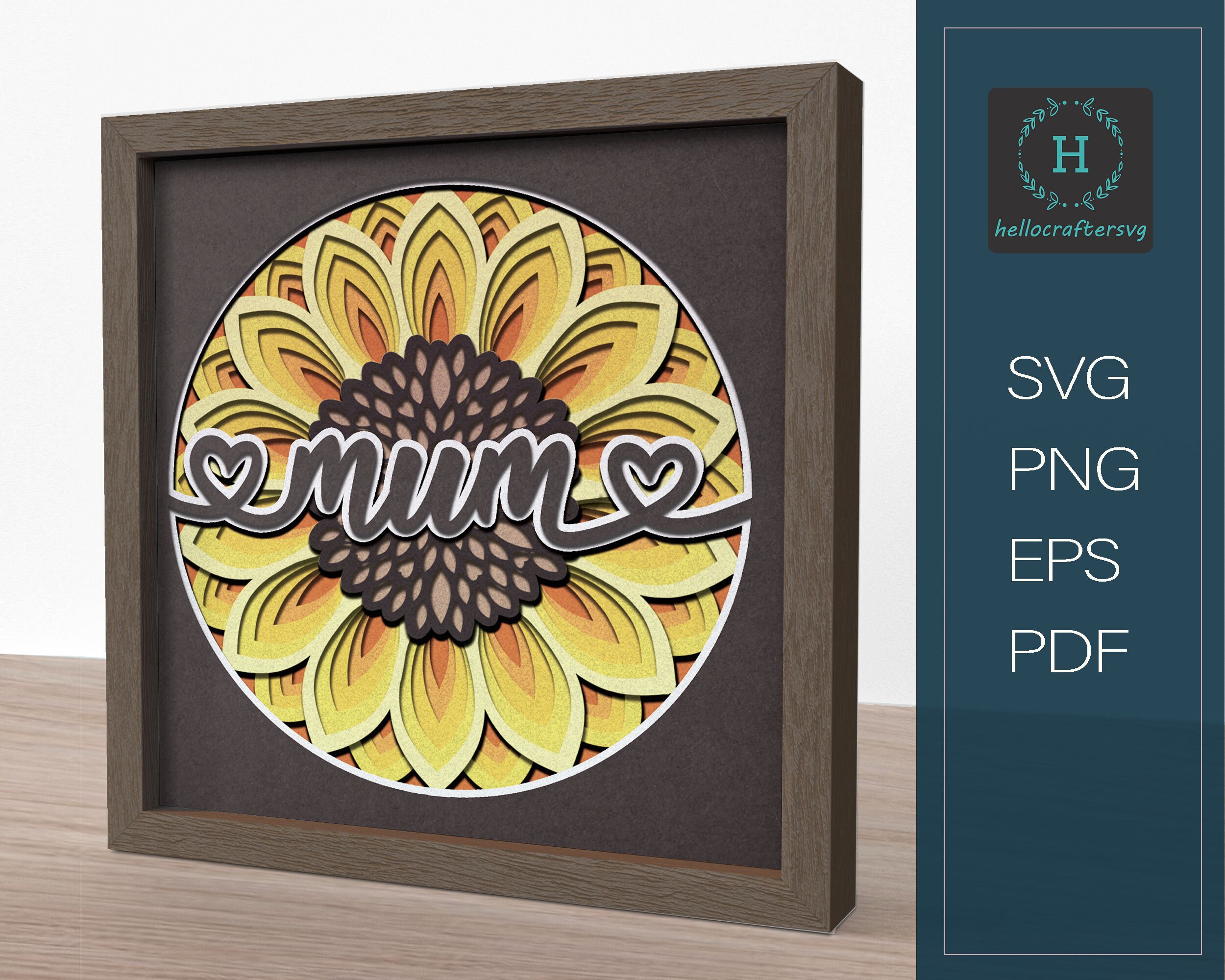 3D SUNFLOWER MUM Svg 3d MUM Svg Mother's Day Shadow Box - Etsy