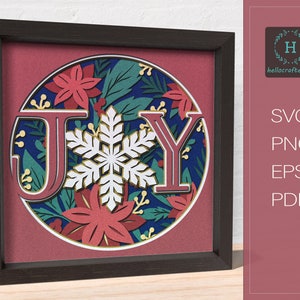 3D JOY SVG Christmas Shadow Box Svg Cricut Files Cardstock - Etsy UK