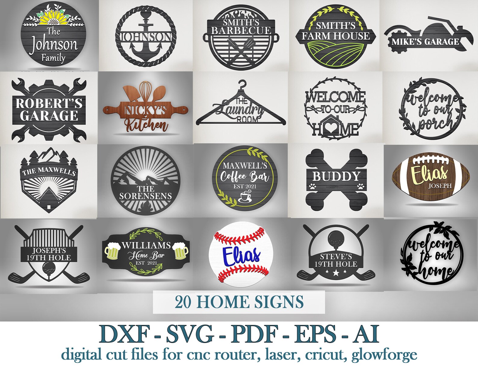 20 Home Sign Bundle Sign Files For Laser Door Sign Bundle | Etsy